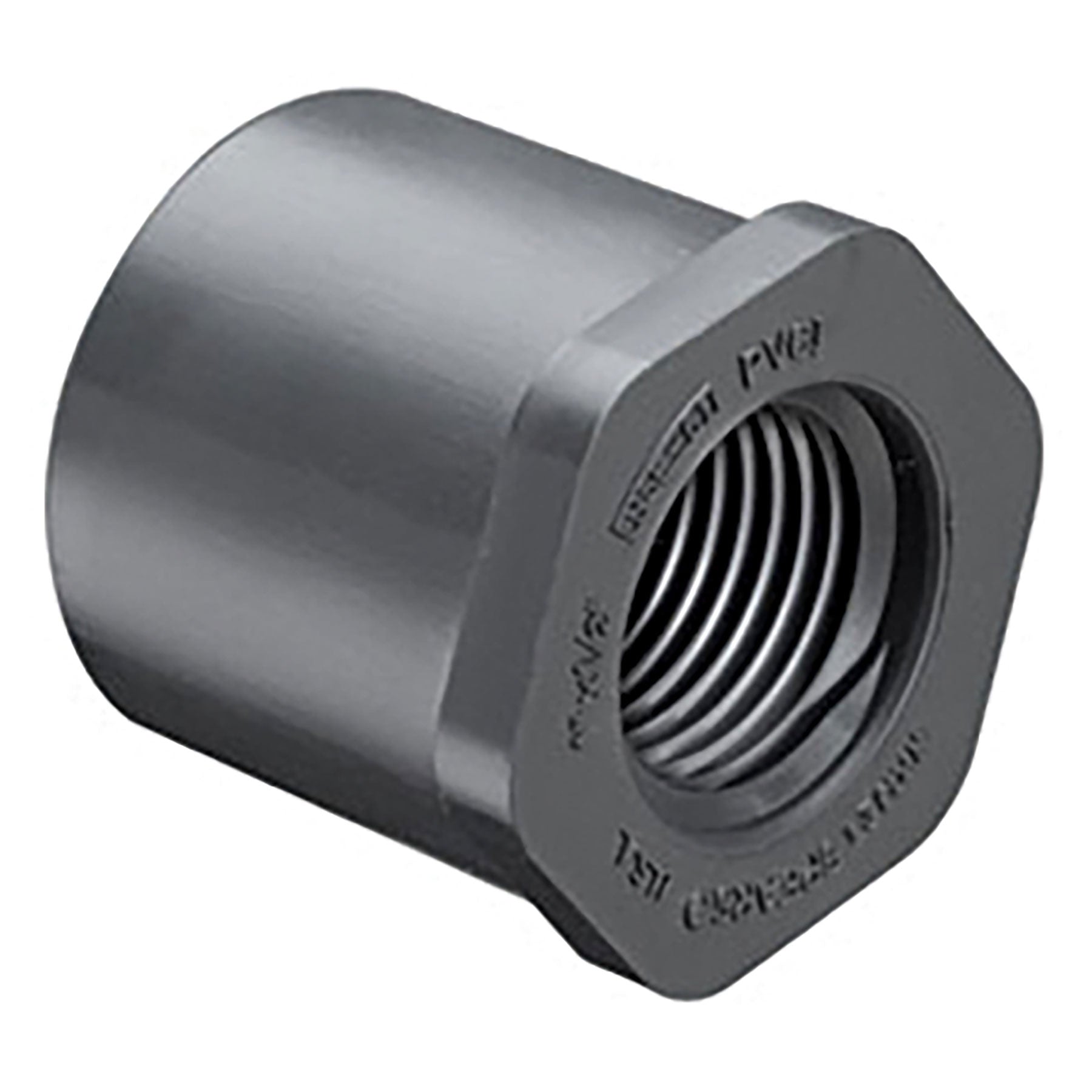 PVC Schedule 40, Gray, Reducer Bushing, Socket x Threaded, 1/4 in. to