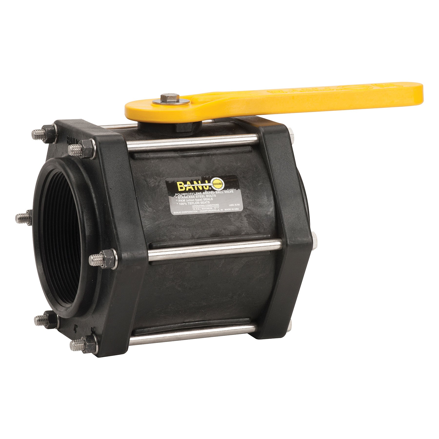 4 in. PP Std Port Ball Valve 6-Bolt Design