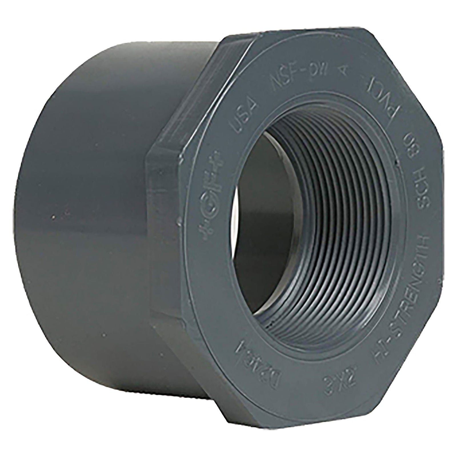 PVC Schedule 80, Reducing Bushing, Spigot x FPT, 1/4 in. to 6 in. Size