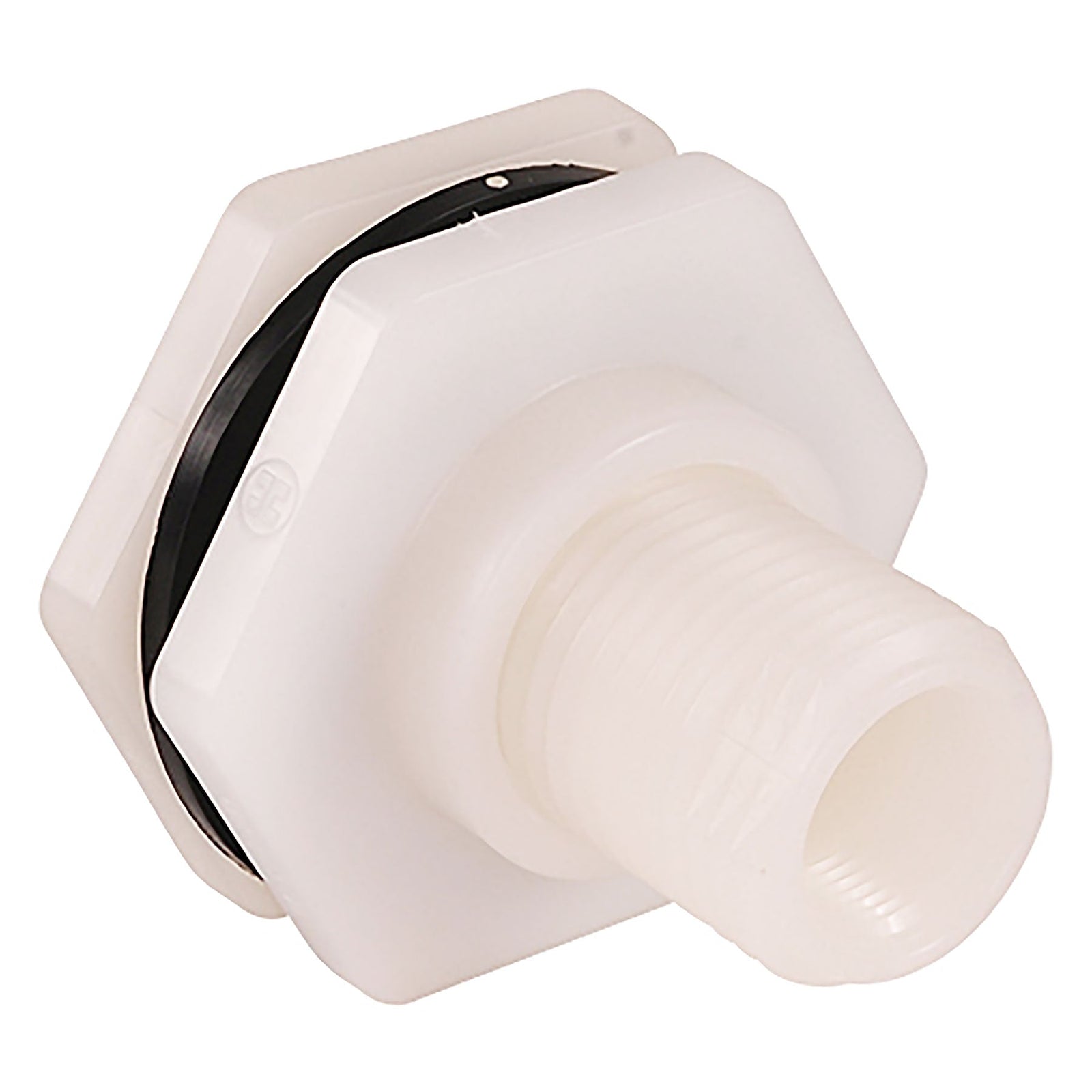 Polypropylene Bulkhead, BFA Series, Long Shaft, Large Flange, 1/2 in.