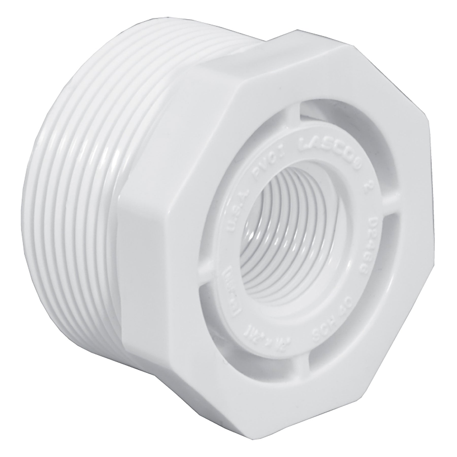 PVC Schedule 40, White, Reducer Bushing, Threaded, 1/4 in. to 3 in. Si
