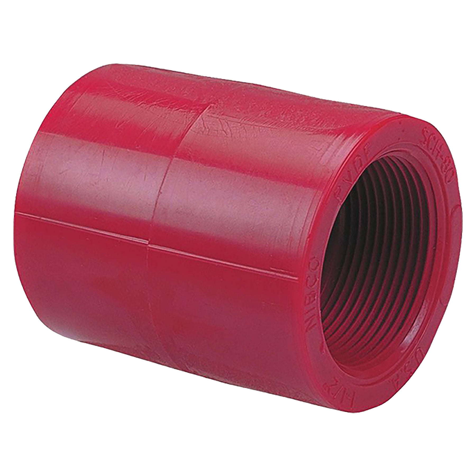 Red PVDF Schedule 80, Coupling, Threaded, 1/2 in. to 2 in. Sizes