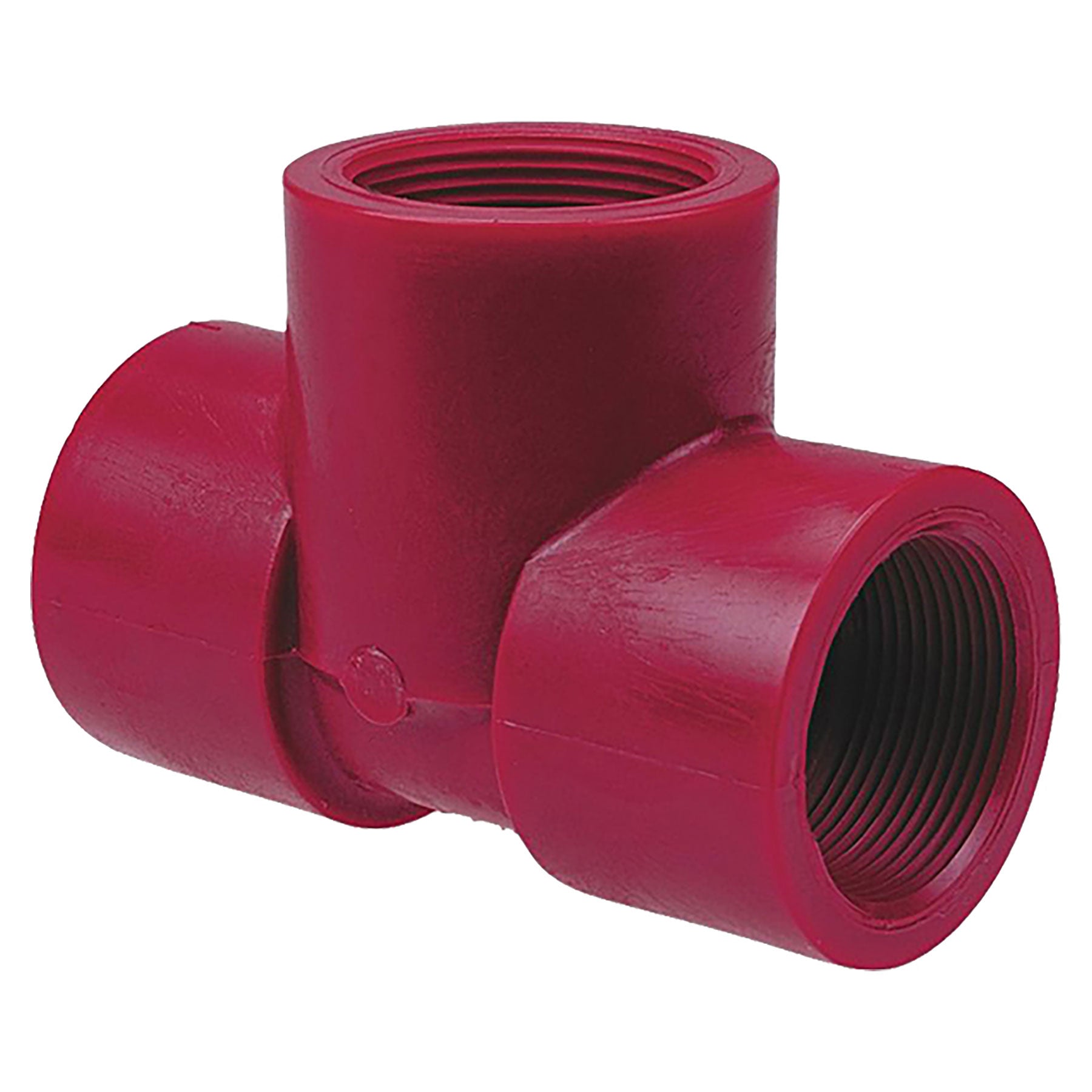 Red PVDF Schedule 80, Tee, Threaded, 1/2 in. to 2 in. Sizes