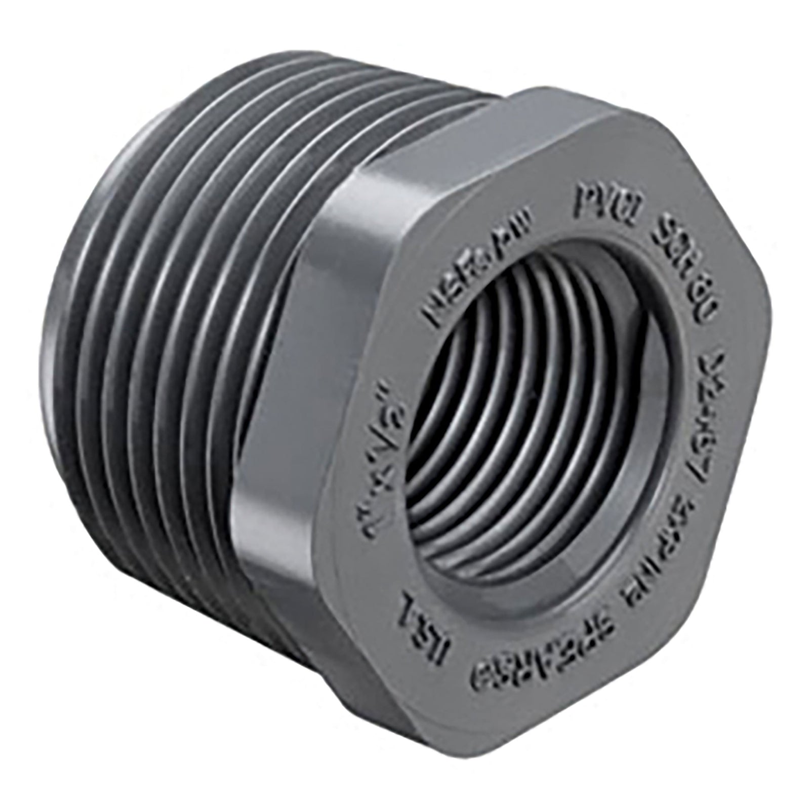 PVC Schedule 40, Gray, Reducer Bushing, Threaded, 1/2 in. to 2 in. Siz